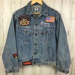 Lee | Jackets & Coats | Vintage 97s Lee Denim Jacket Chevron Harley ...